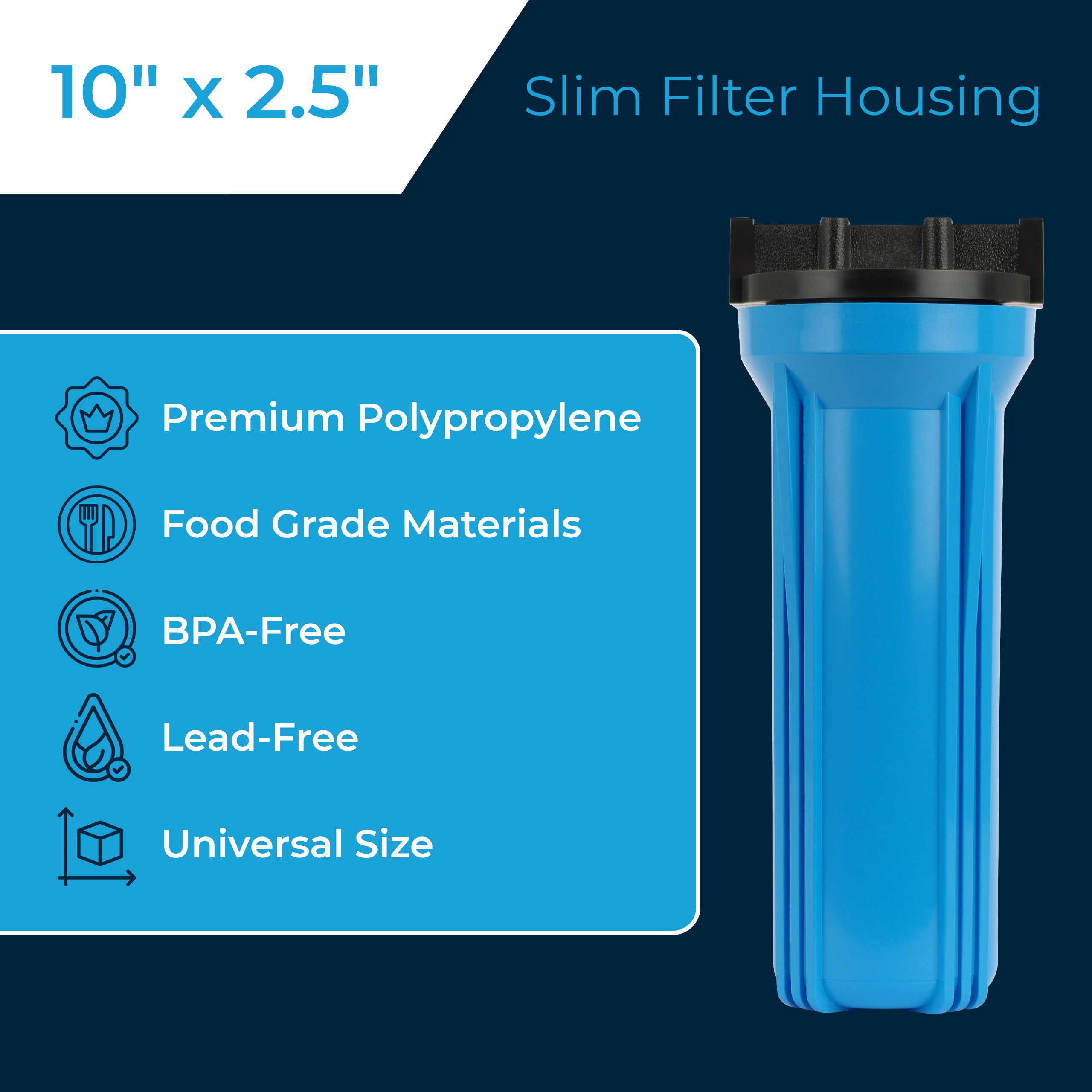 10x2.5 / 10 inch Slim Standard Water Filter Housing - $10.24