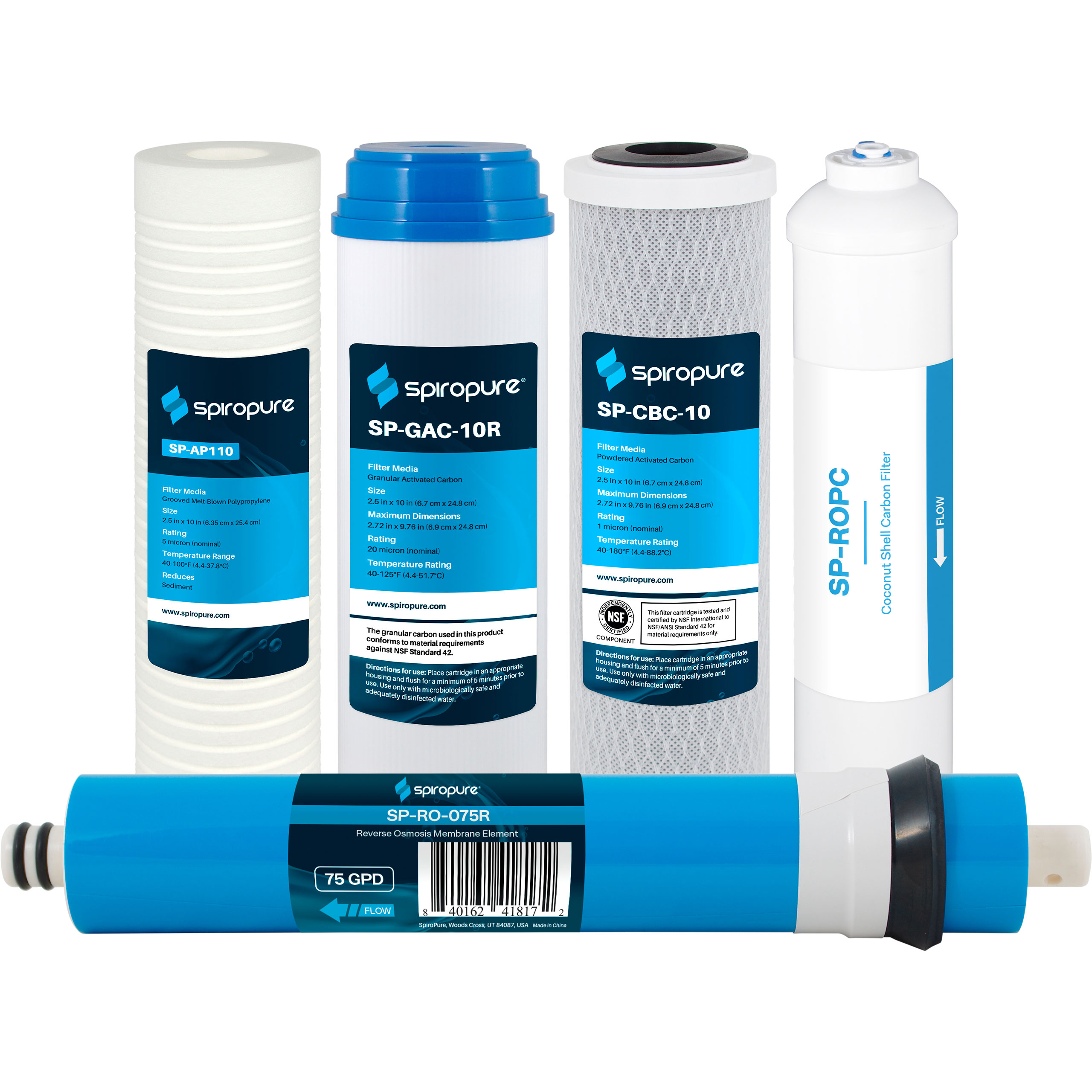 SpiroPure 5-Stage RO Filters Replacement One Year Set $41.20