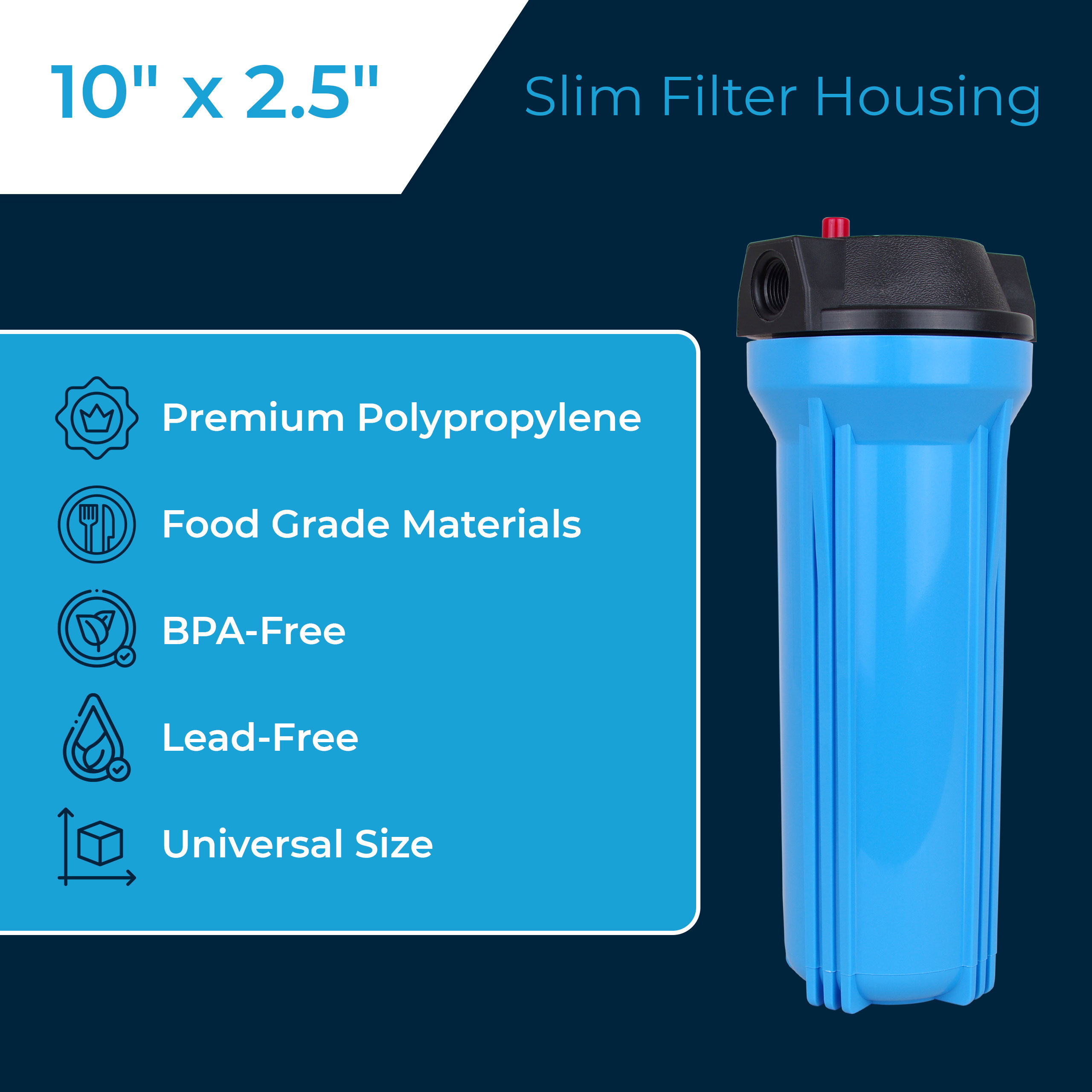 10x2.5 / 10 inch Slim Standard Water Filter Housing - $11.97